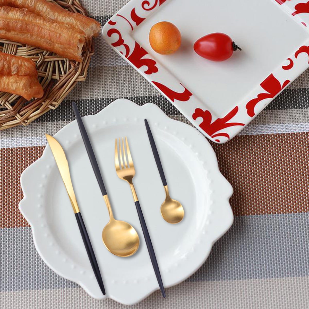 Tineasur 54Pcs Cutlery Spoons Simple Design Metal Forks and Spoons Set ...