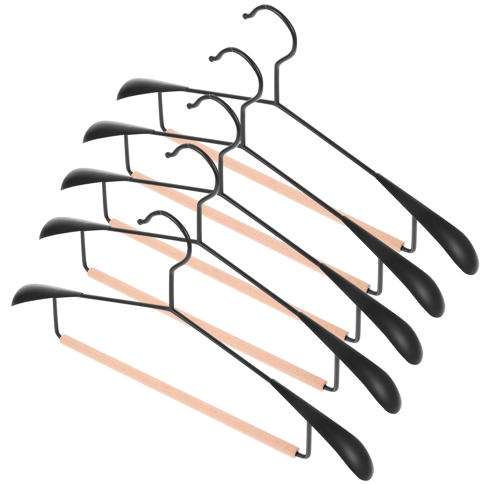Tineasur Garment Hanger Clothes Hanger Beech Wood 5Pcs Prevent Clothing ...