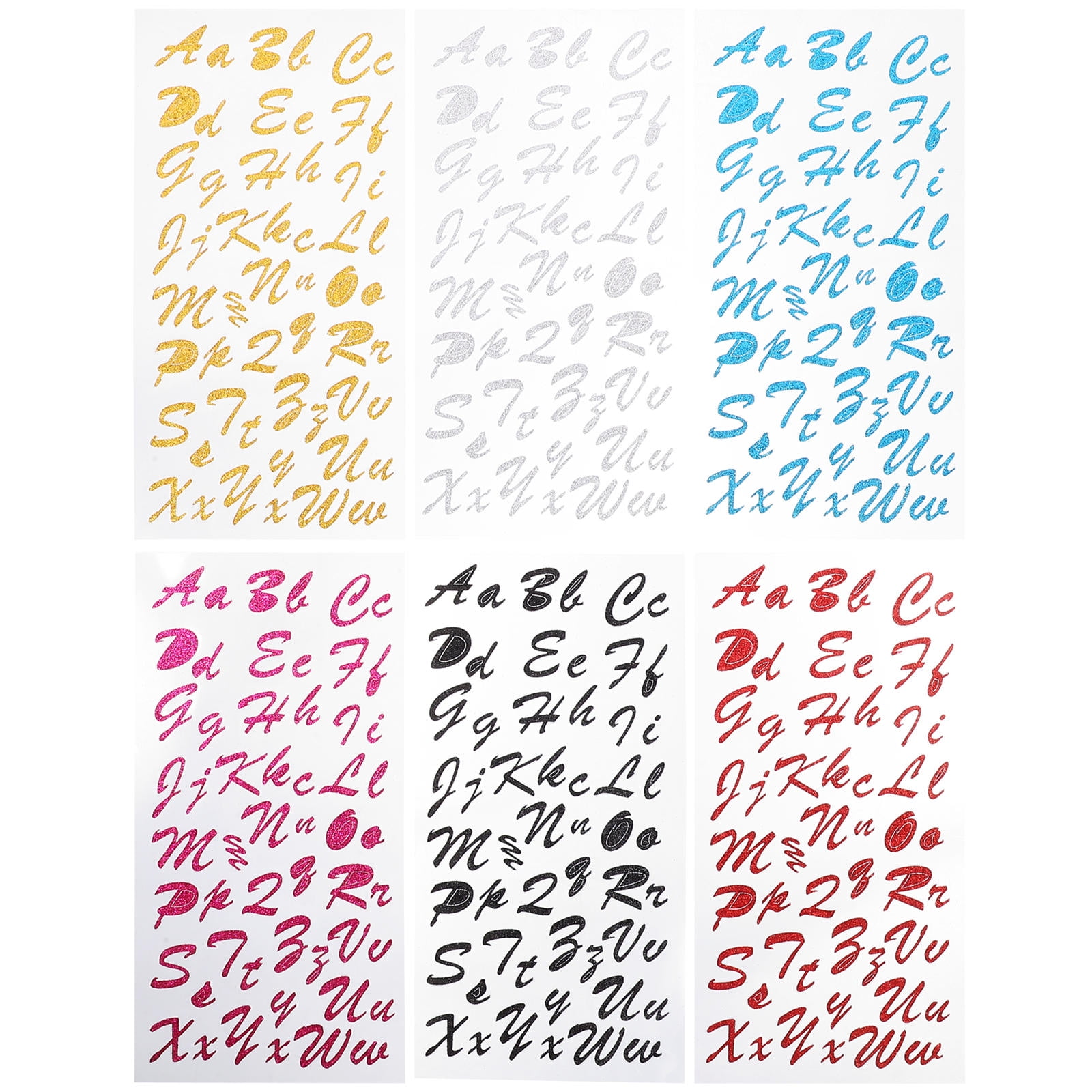 Tineasur 6 Sheets Mini Alphabet Stickers with Glitter Style for ...