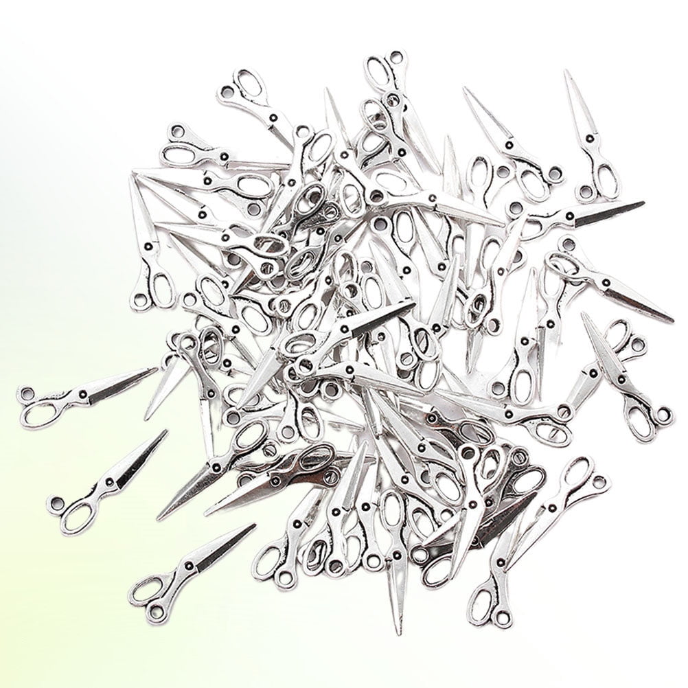 Tineasur 60Pcs Charms for Crafting Silver Closed Scissors Shape Alloy ...
