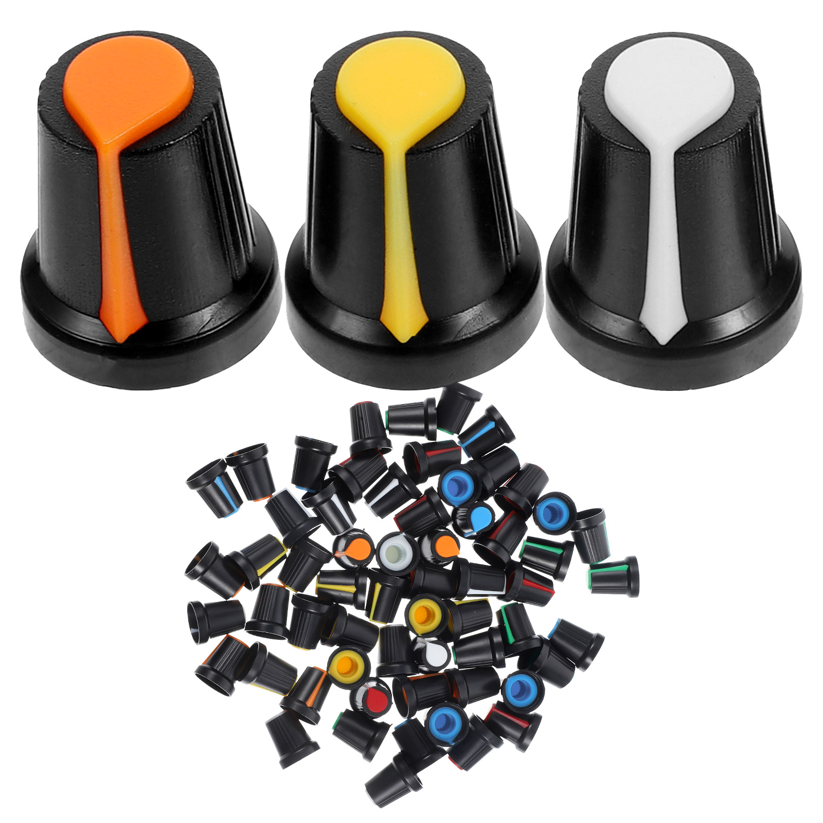 Tineasur 60Pcs Yellow Volume Tone Control Knobs Caps for Electric ...