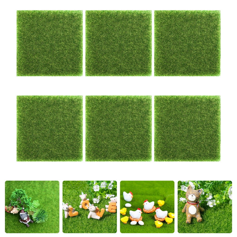 Tineasur PVC Artificial Grass For Model Making Green 6Set 5.9x5.9in ...