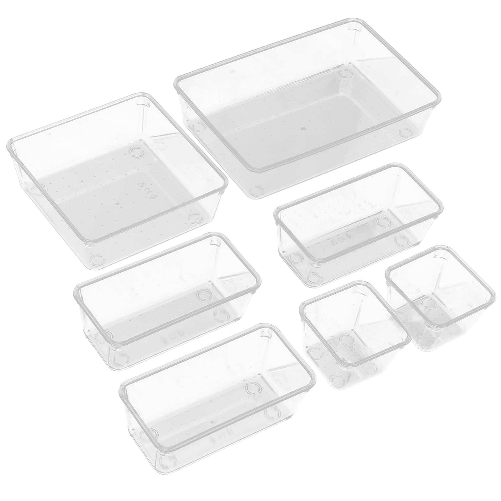 Tineasur 7Pcs Clear Plastic Storage Drawers Organizing Boxes for Desk ...
