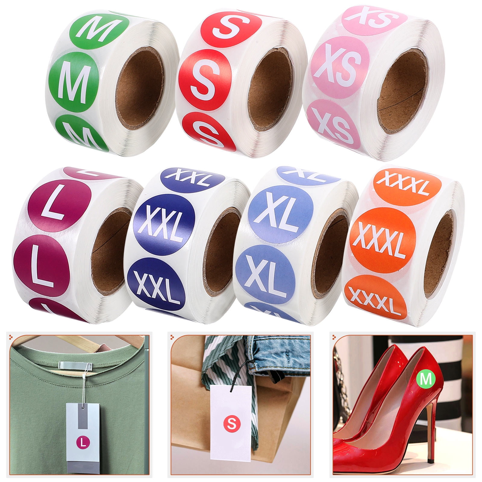 Tineasur 7 Rolls Self Adhesive Round Clothing Stickers Labels for Home ...