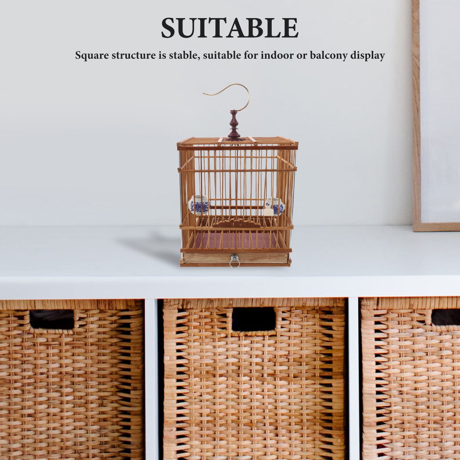 Tineasur Light Brown Carbonized Bird Cage with Removable Tray for ...