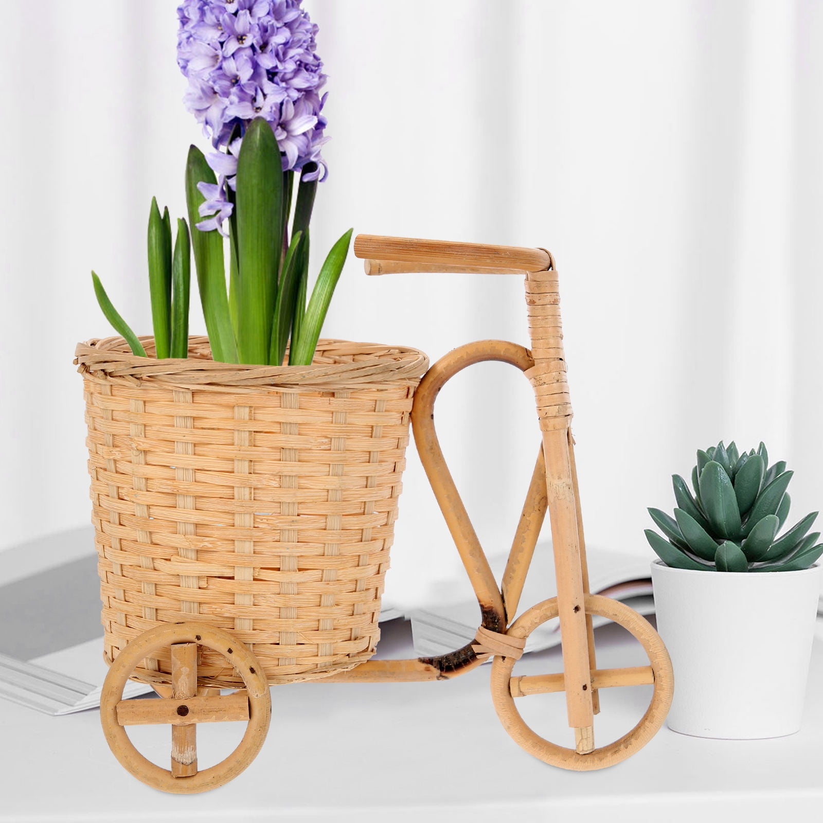 Tineasur Bamboo Wicker Basket Khaki Wood Color Storage Decoration 8 ...