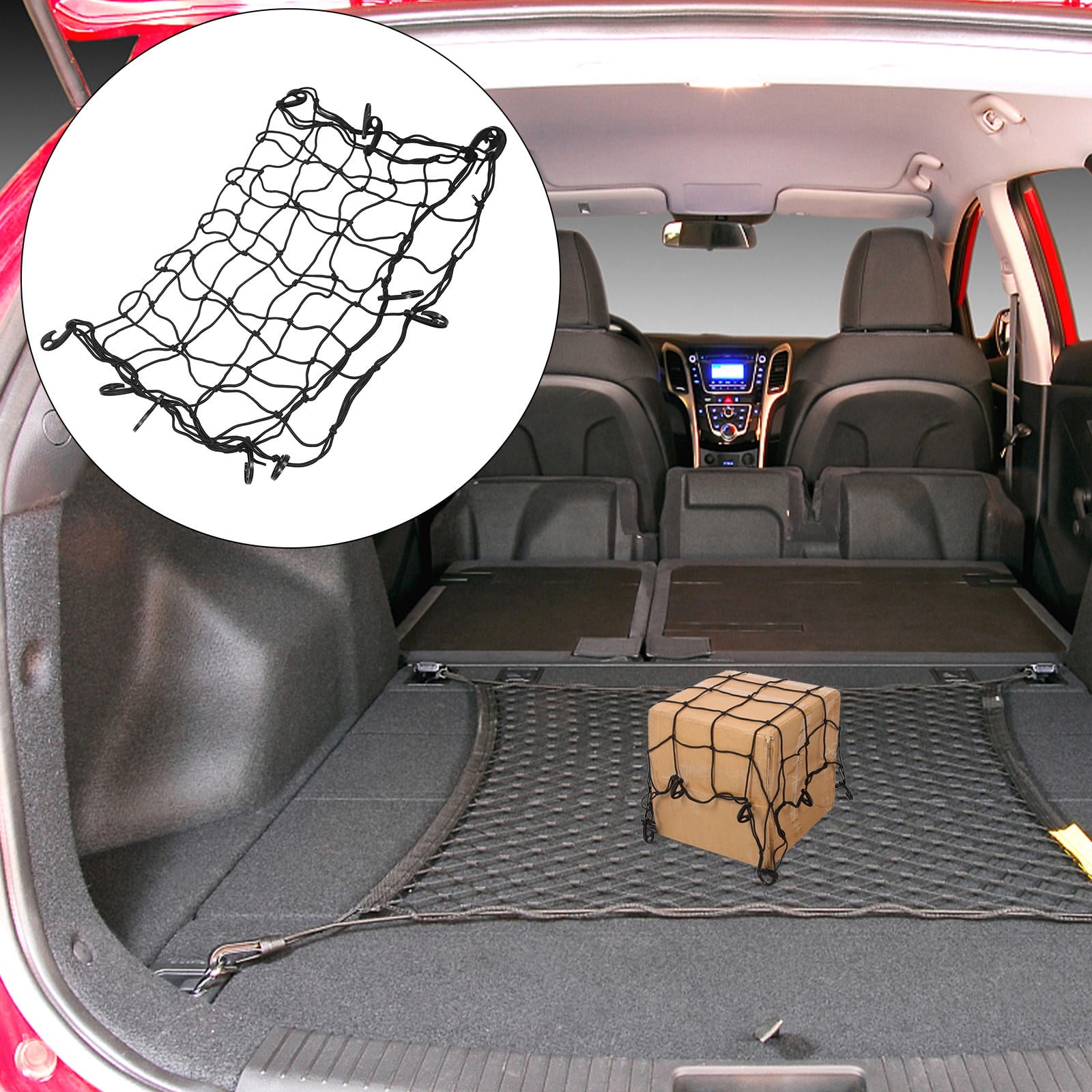 Tineasur Car Trunk Net 1 Set with S Hooks Black Plastic and Elastic ...
