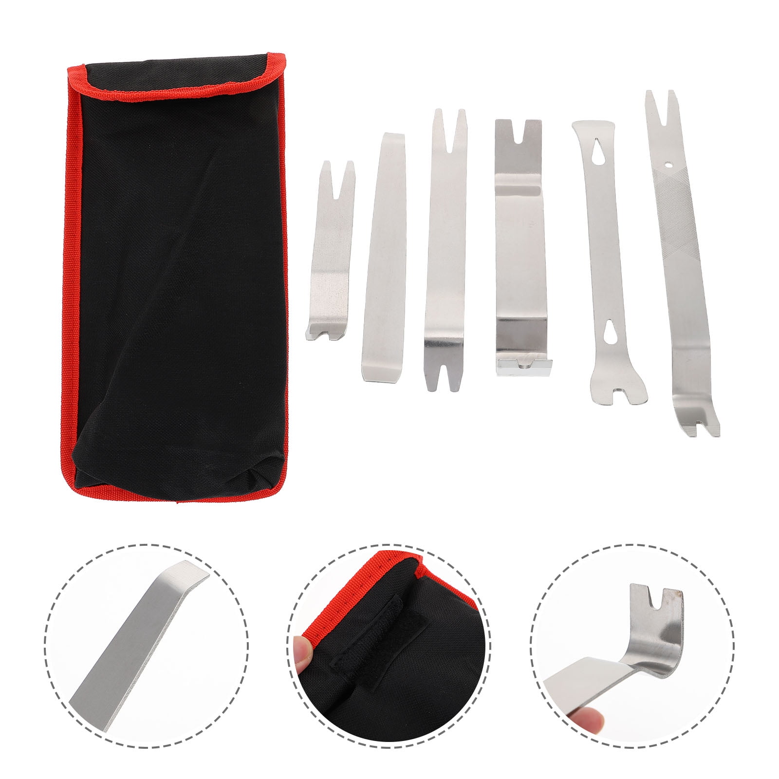 Tineasur Car Repair Tools 6Pcs Flat Bar Pry Bars Heavy Duty Silver with ...