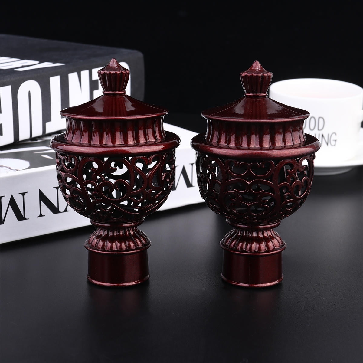 Tineasur Curtain Rod Fittings 6Pcs Red Plastic Finial for Living Room ...