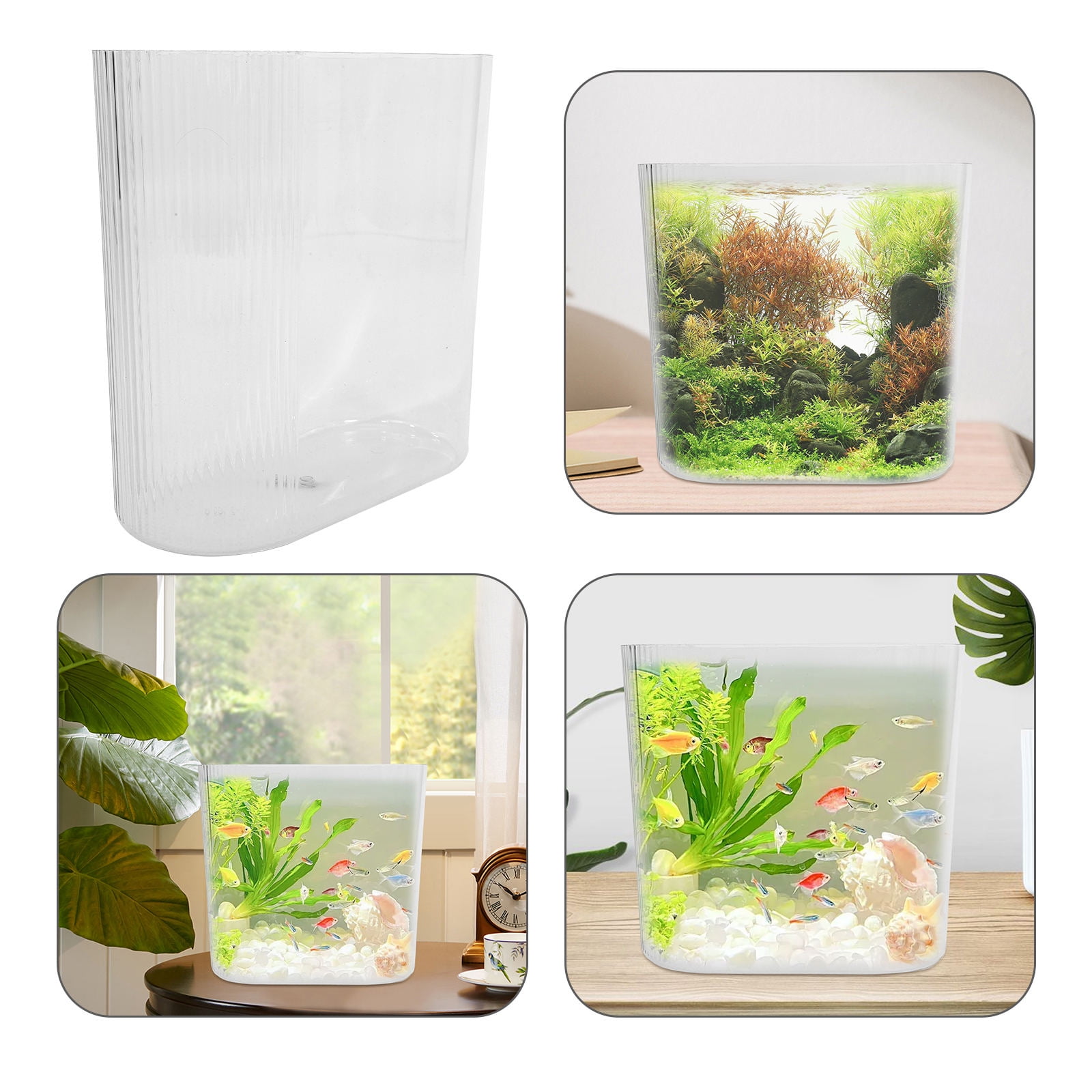 Tineasur Desktop Fish Bowl Plastic 1Pack Simple and Generous Design for ...