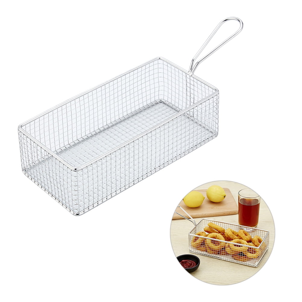 Tineasur Stainless Steel Rectangular Fried Basket with Handle for ...