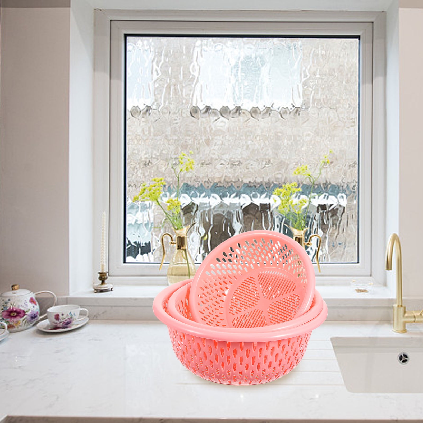 Tineasur Fruit Rinsing Bowl 3Pcs Drain Baskets with Hollow Surface for ...