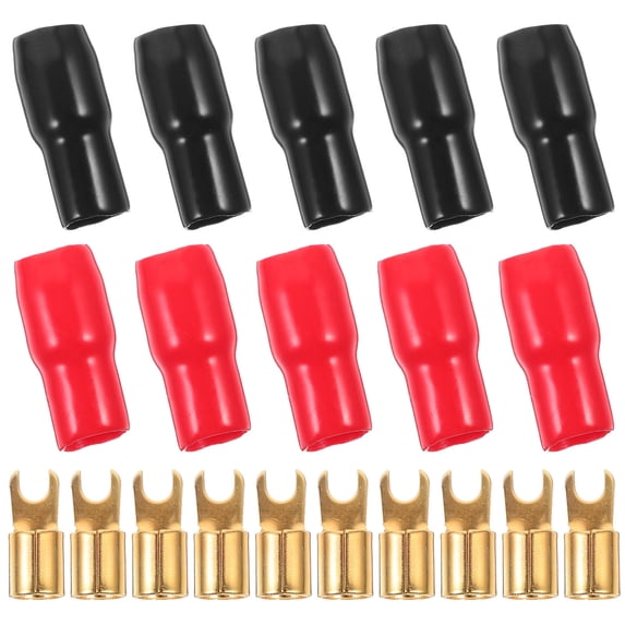 Tineasur 5Pairs 4 Gauge Copper Crimp Barrier Spade Terminals with ...