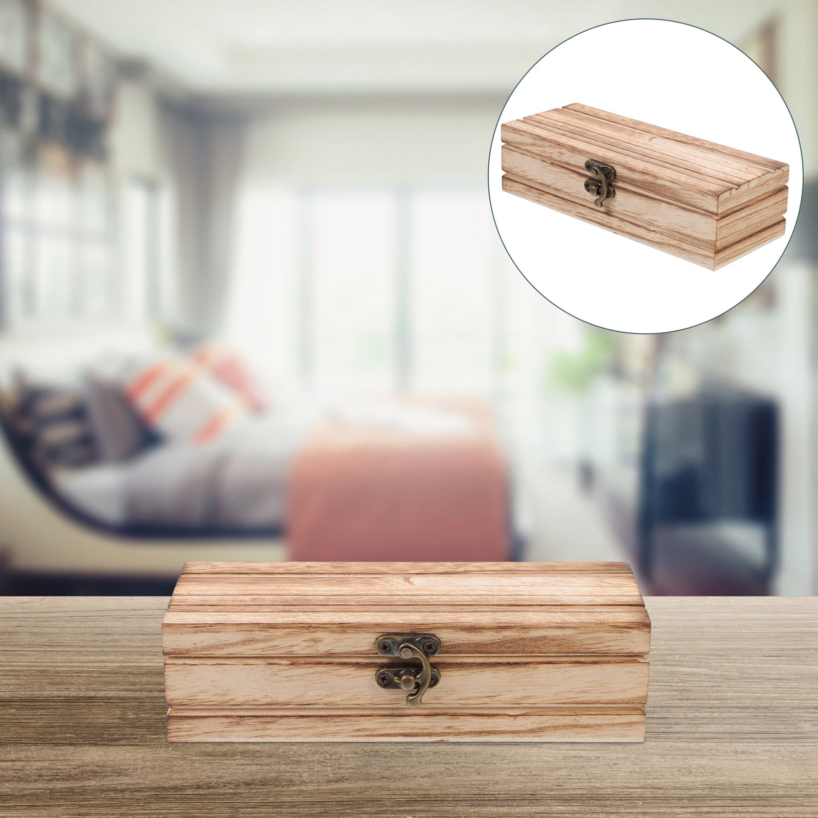 Tineasur Compartment Storage Box Rustic Wooden Organizer Box Multi 1Pcs ...