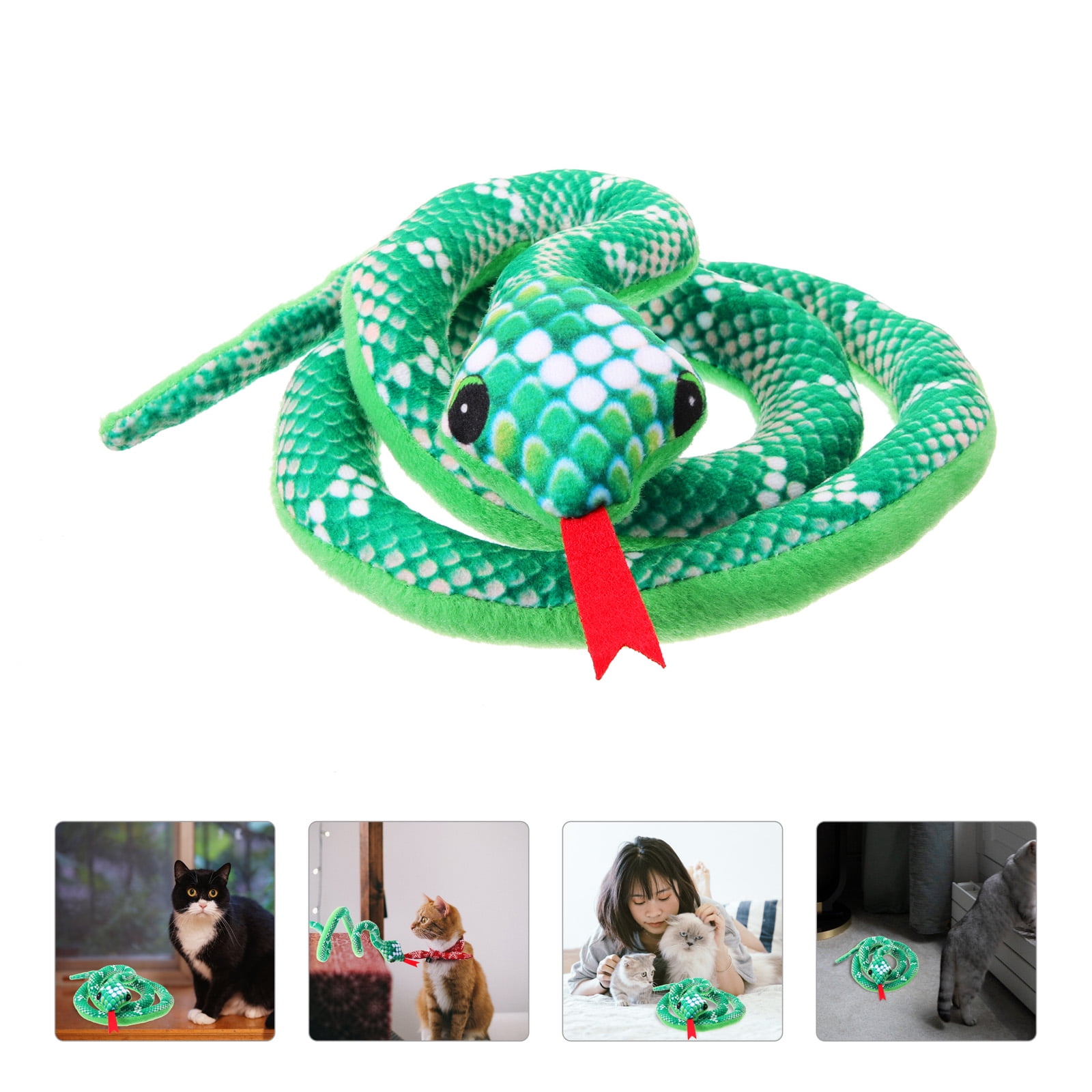 Tineasur Light Green Plush Cat Toy with Catnip Snake Shape for Indoor ...