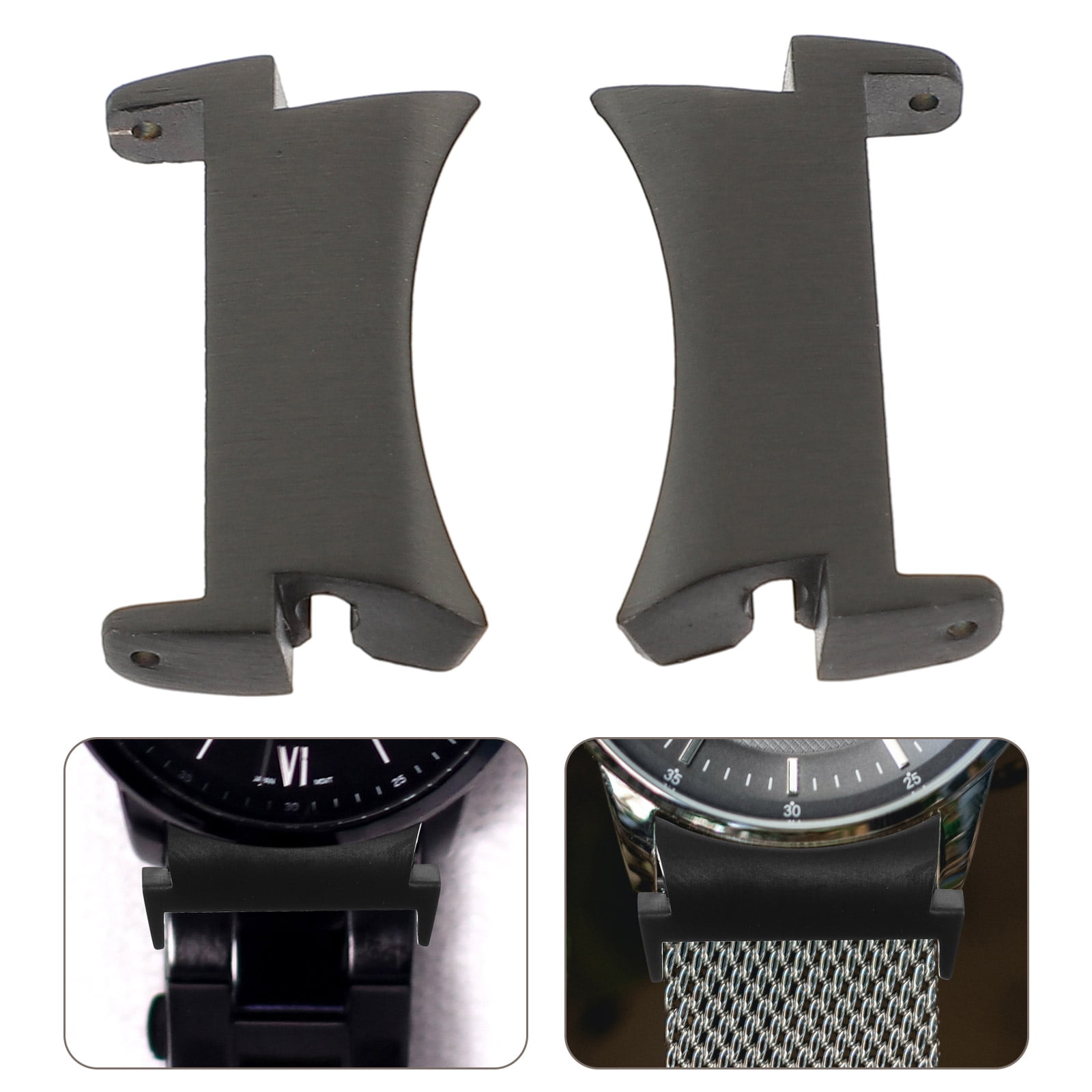 Tineasur 2Pcs Black Stainless Steel Watch Strap Connector for Easy ...