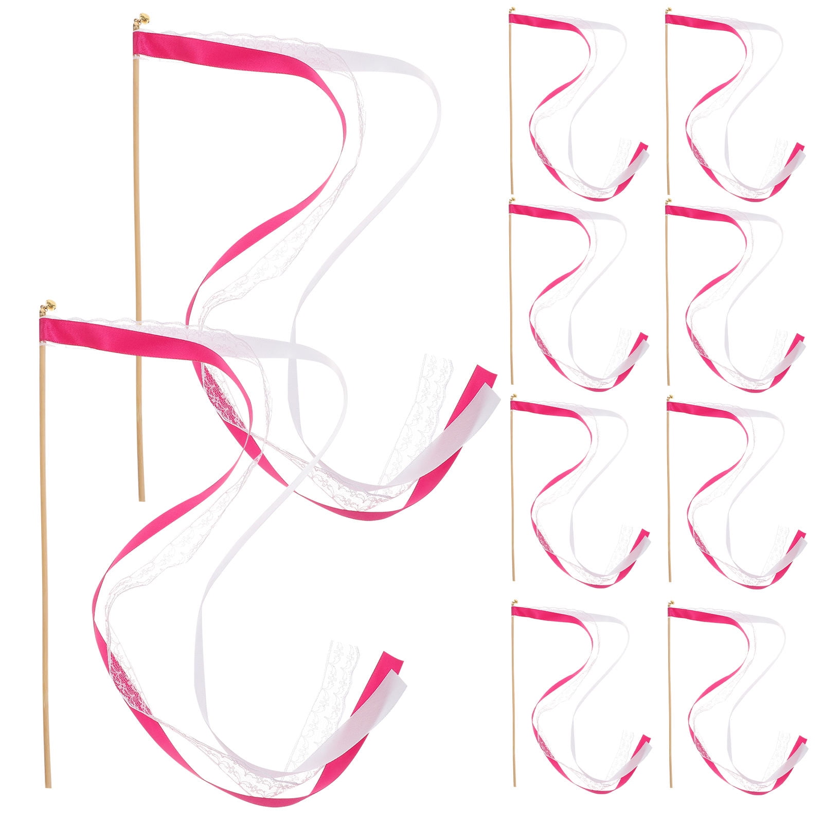 Tineasur Ribbon Sticks 60X1.5Inch Rosy Color for Party Favors 10Set ...
