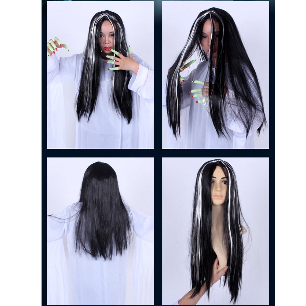 Tineasur Role-Play Wigs 1Pack Long Straight Black Synthetic Fiber Wig ...