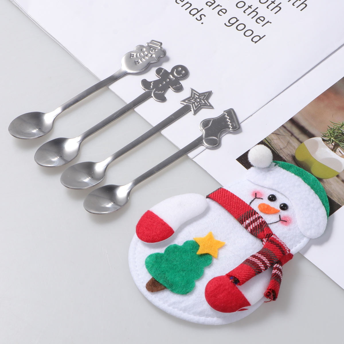 Tineasur Stainless Steel Christmas Spoons Set 5 Pieces Multi- Utensils ...