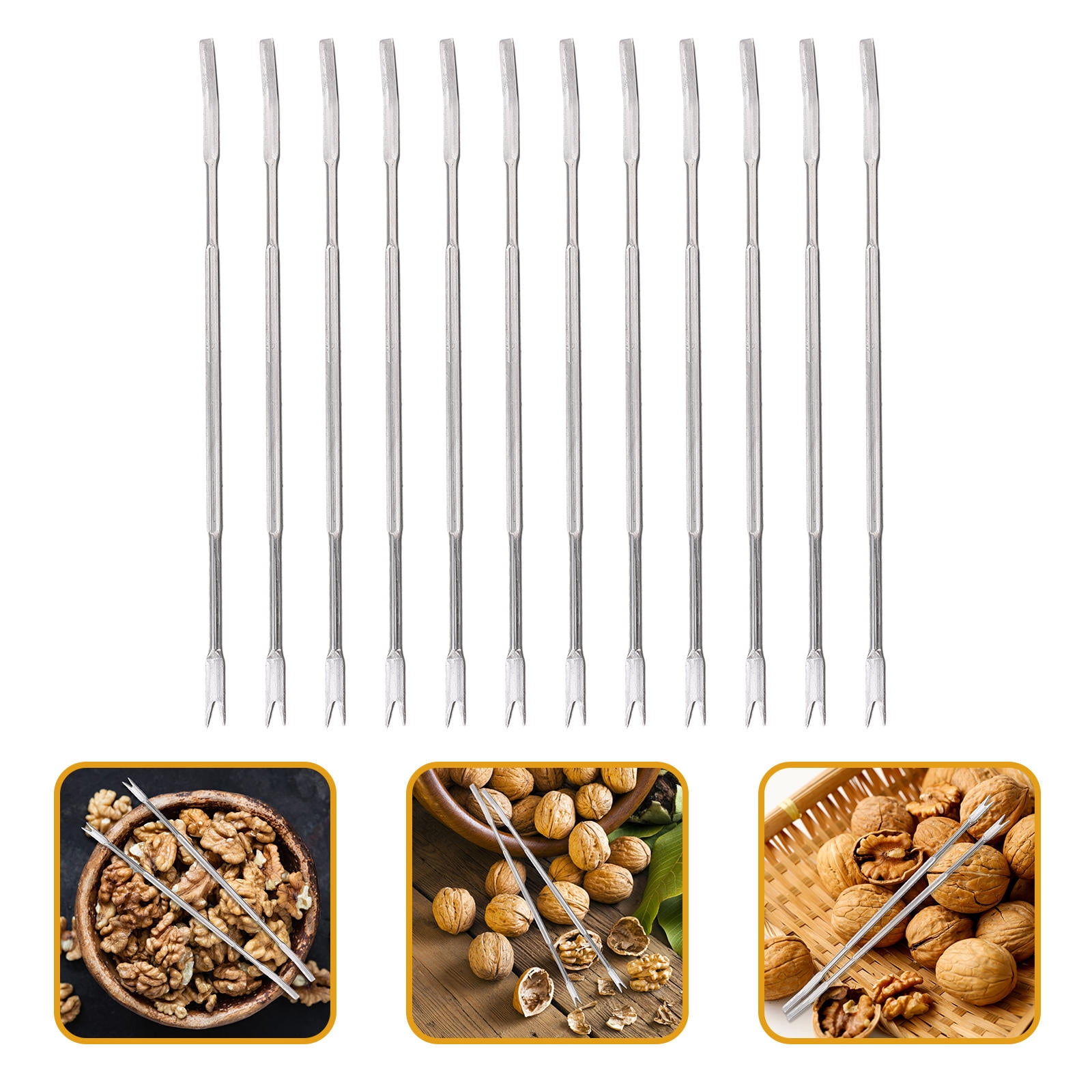 Tineasur 12PCS Seafood Forks Nut Picks Silver Stainless Steel Shellfish ...