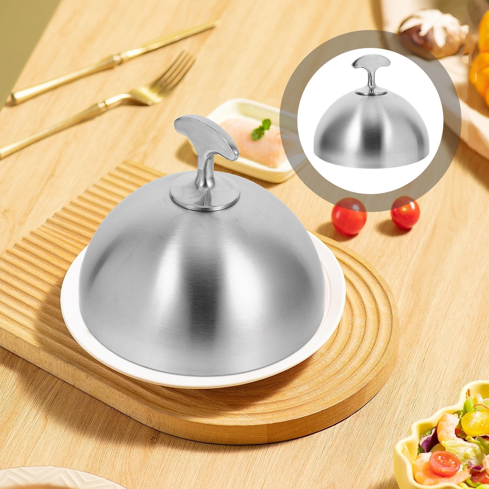 Tineasur Round Stainless Steel Cloche Food Dome for 1Pcs 4.7×4.7×4.3in ...