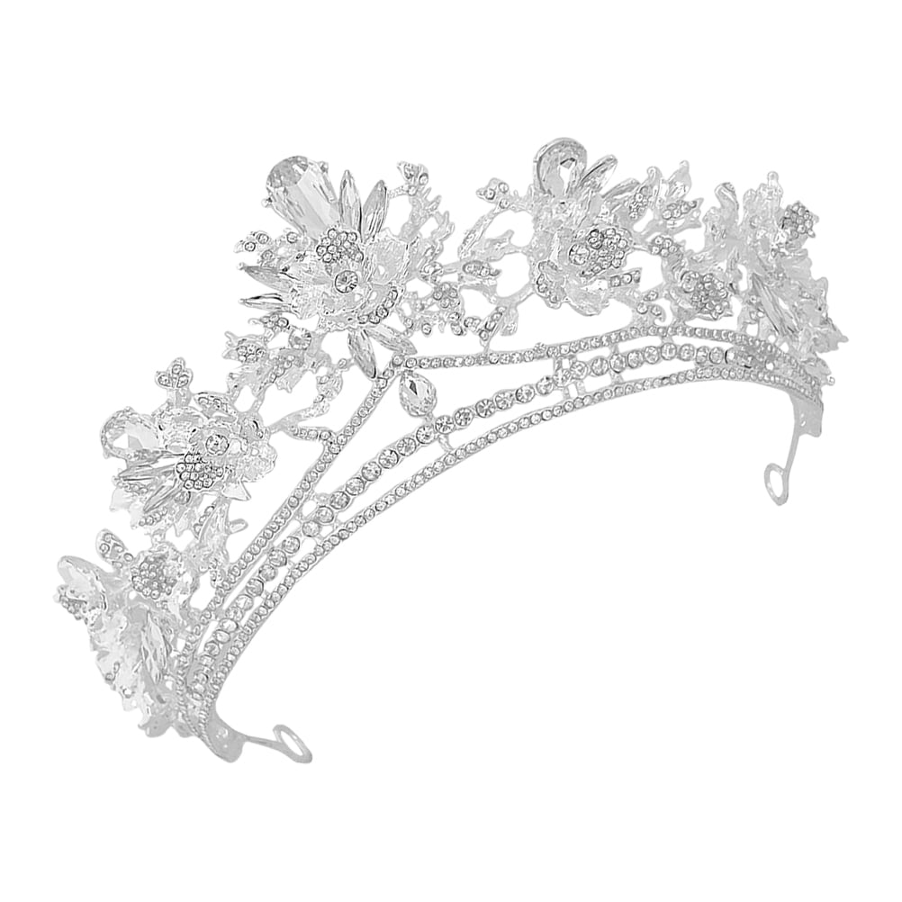 Tineasur Bridal Hair Accessories Baroque Queen Crown Tiara in Silver ...