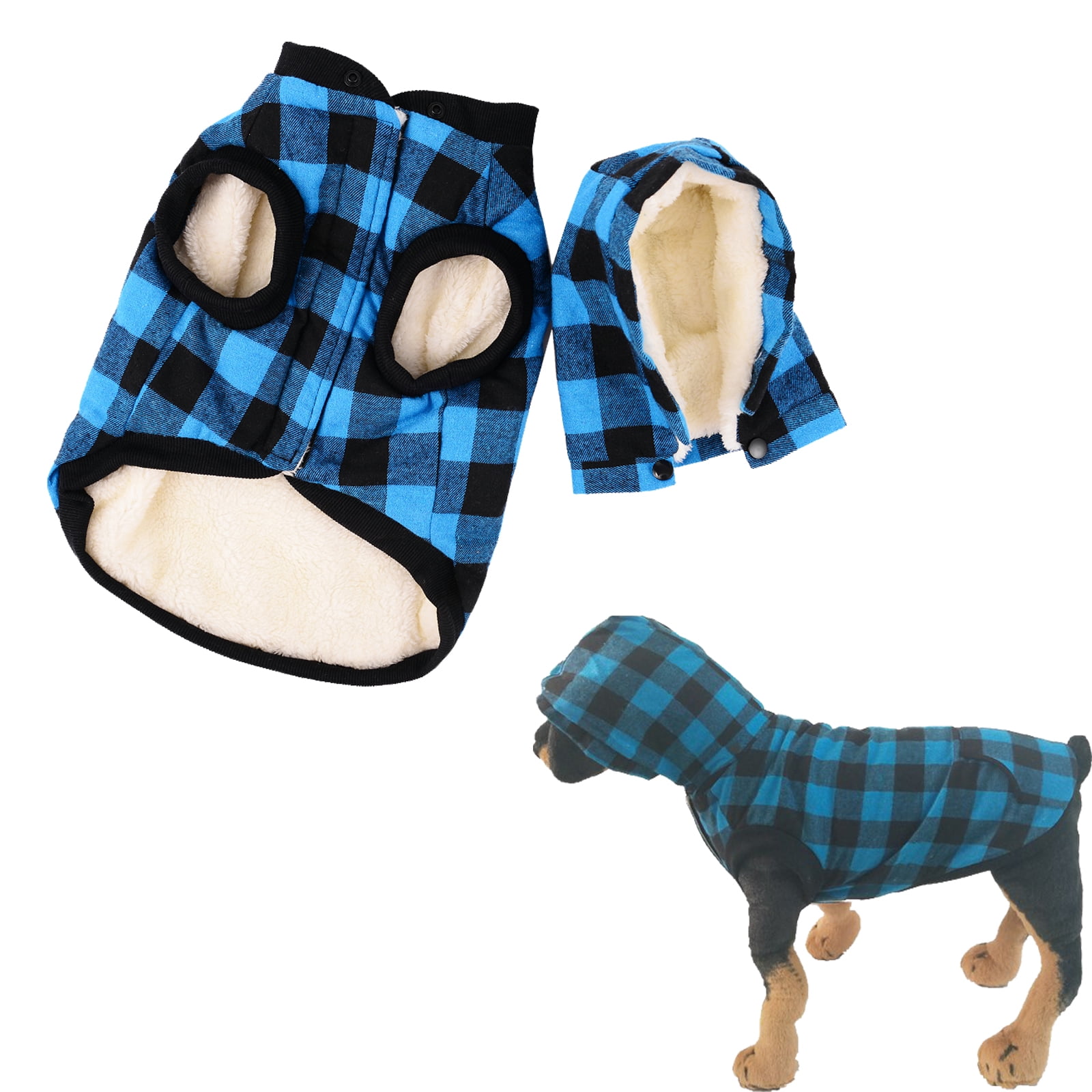 Tineer Large Dog Plaid Jacket Hoodies Clothes, Pet Dog Grid Style Warm ...