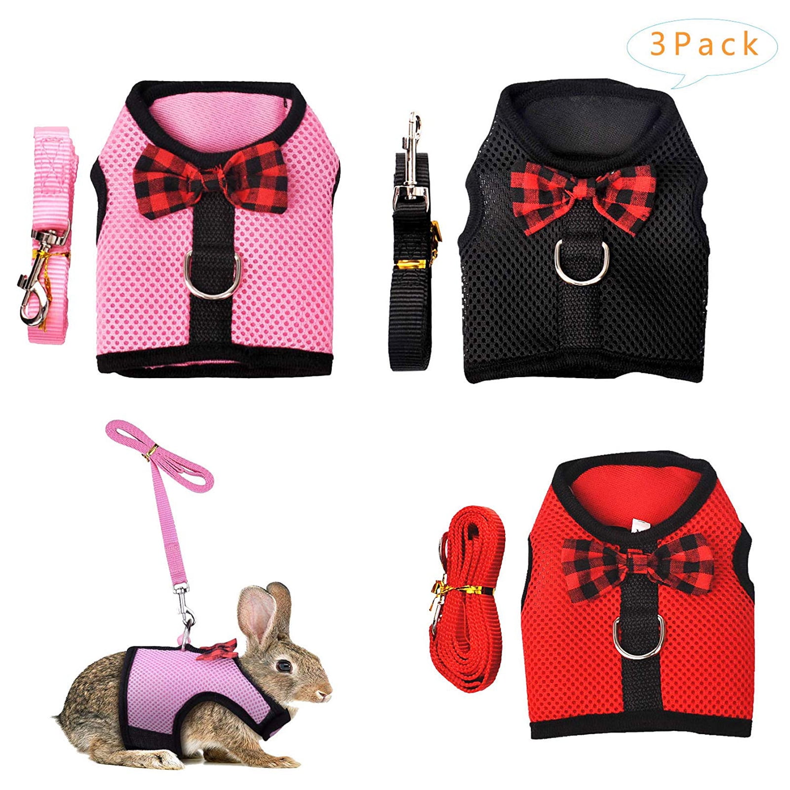 Tineer Rabbit Harness with Lead Leash Set - Soft Breathable Mesh Pet ...