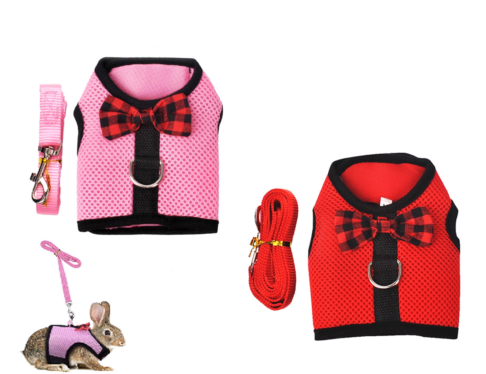 Tineer Rabbit Harness with Lead Leash Set - Soft Breathable Mesh Pet ...