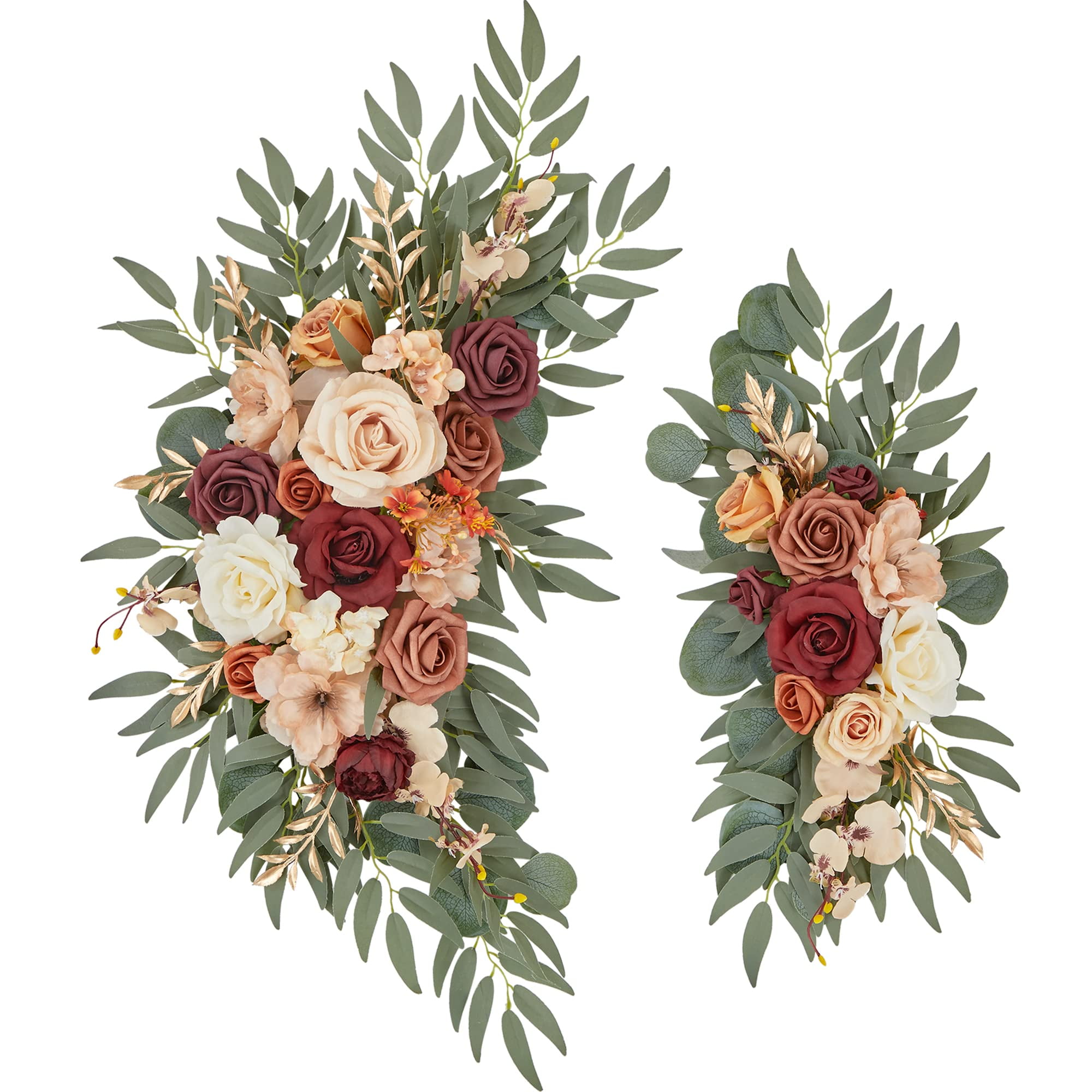 Ting's time Wedding Arch Flowers Set of 2 Flower Swag Arrangements ...