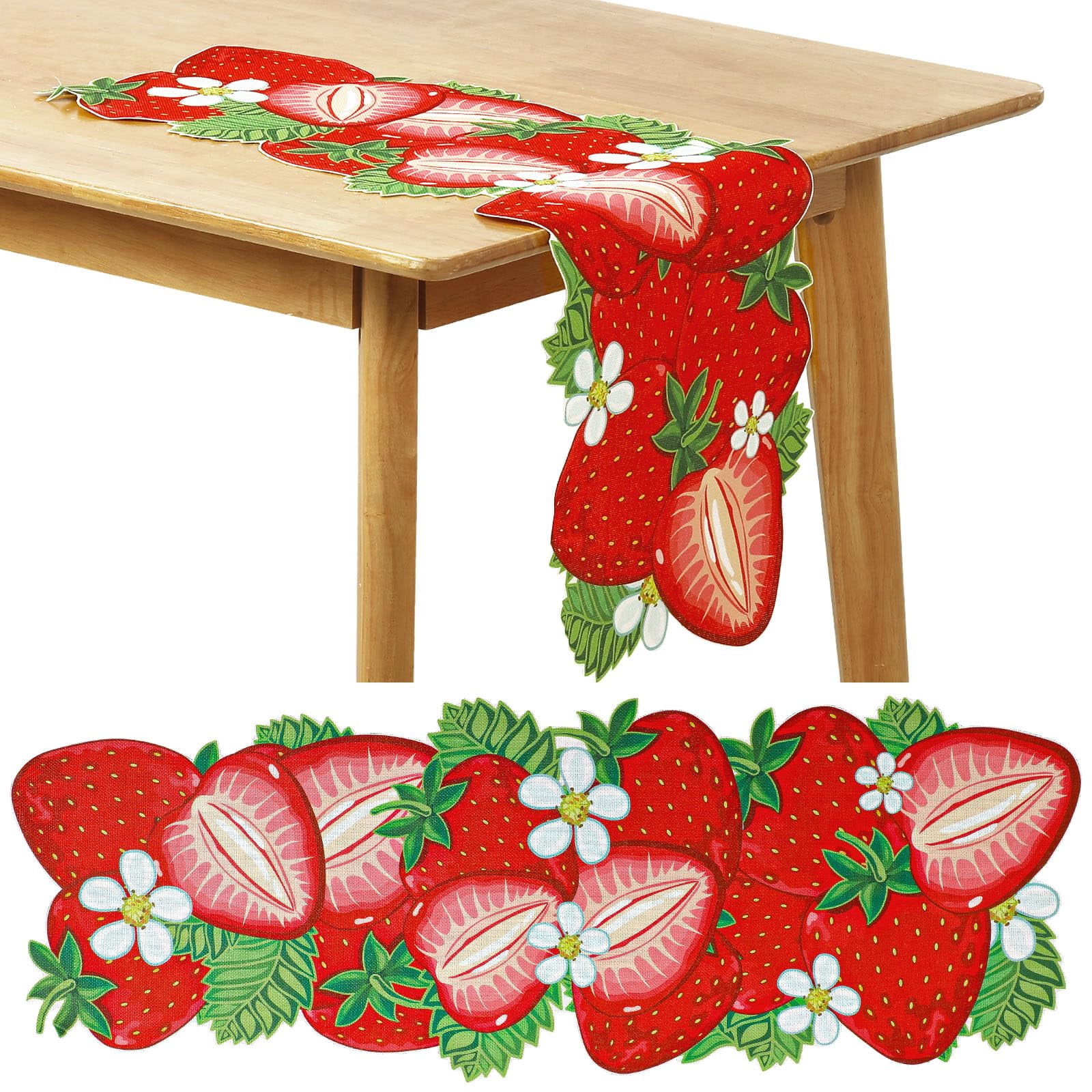 Tingjoo 13 x 36 Inch Fruit Table Runner Summer Strawberry Orange Theme ...