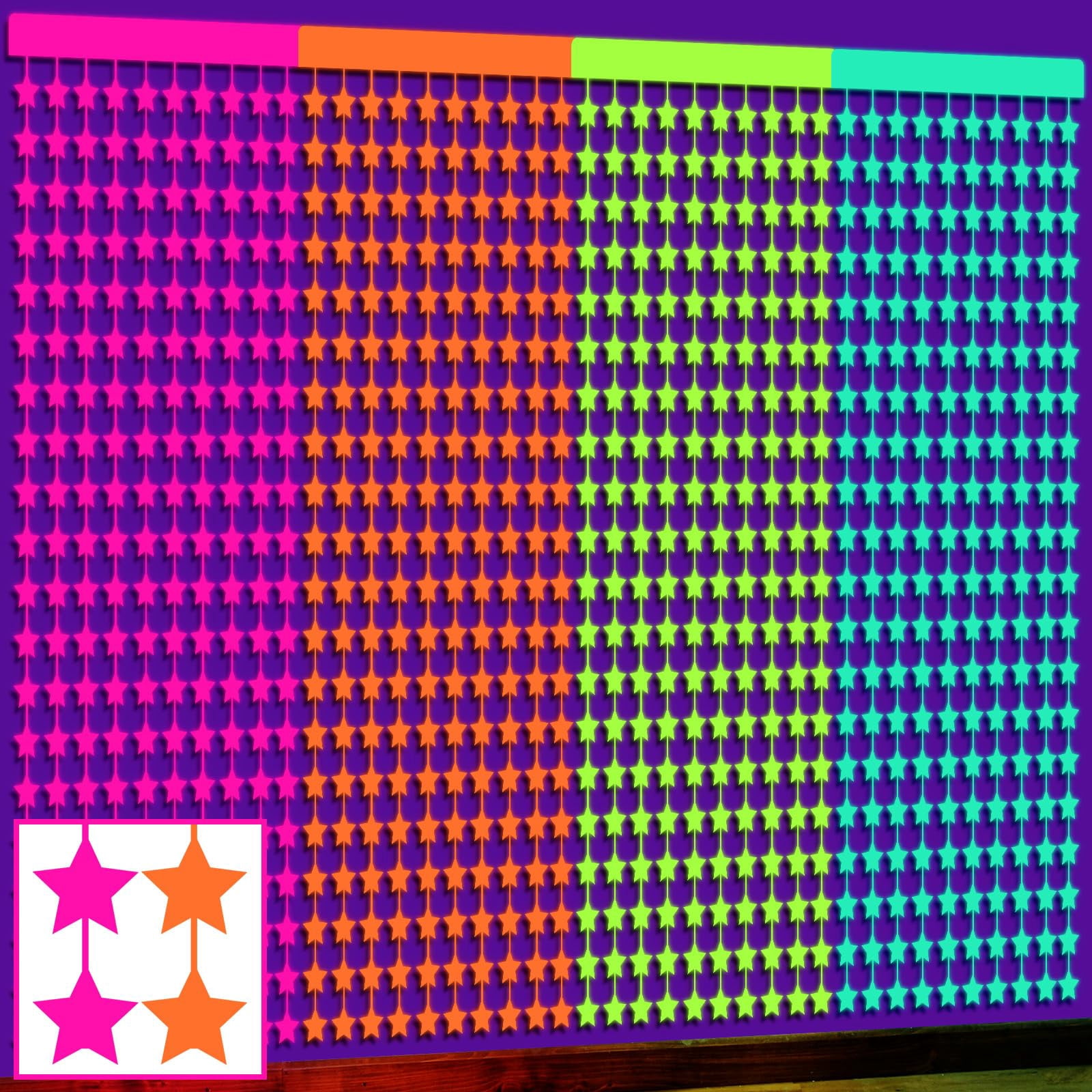 Tingjoo 4 Pack Glow in The AIS1 Dark Party Supplies Neon Streamers ...