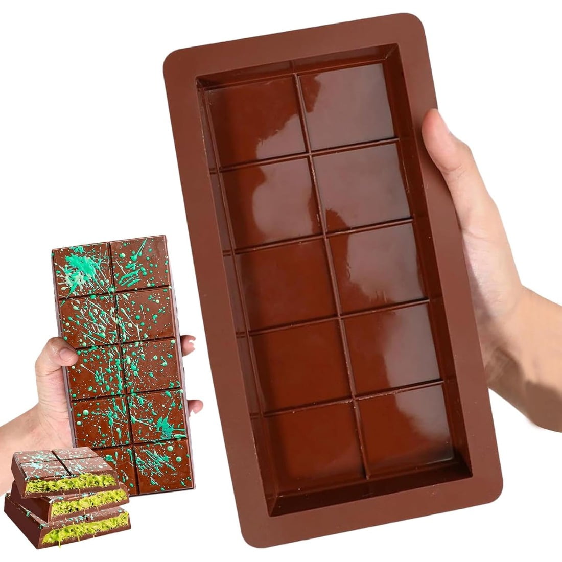Tingzi 10 Cavities Chocolate Bar Mold Deep, Thick Chocolate Bar Mold ...