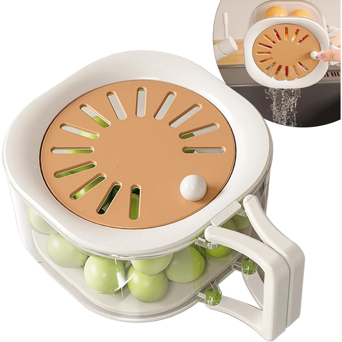 Tingzi 2 In 1 Draining Basket, Fruit Washing Bowl With Drain Lid & Tray ...