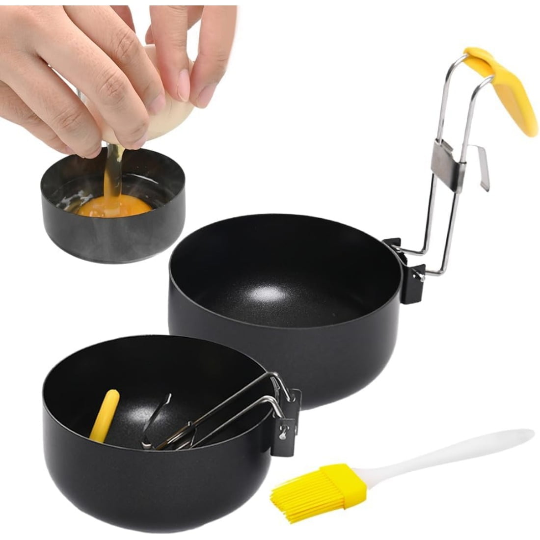 Tingzi 2 Pack Folding Egg Poacher, Poached Egg Cooker Nonstick Poached ...