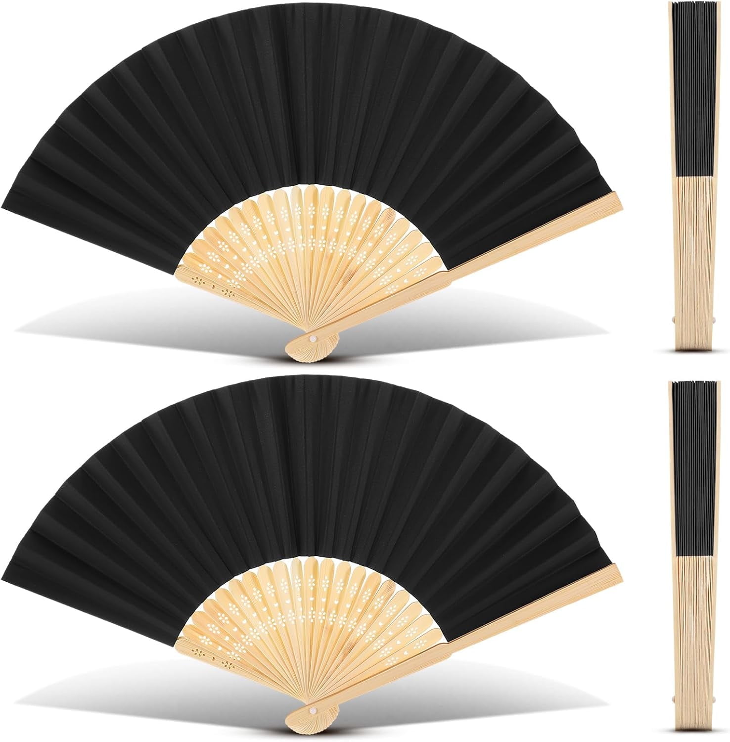 Tingzi 2 Pack Folding Fans Bamboo Handheld Folded Craft Hand Japanese ...