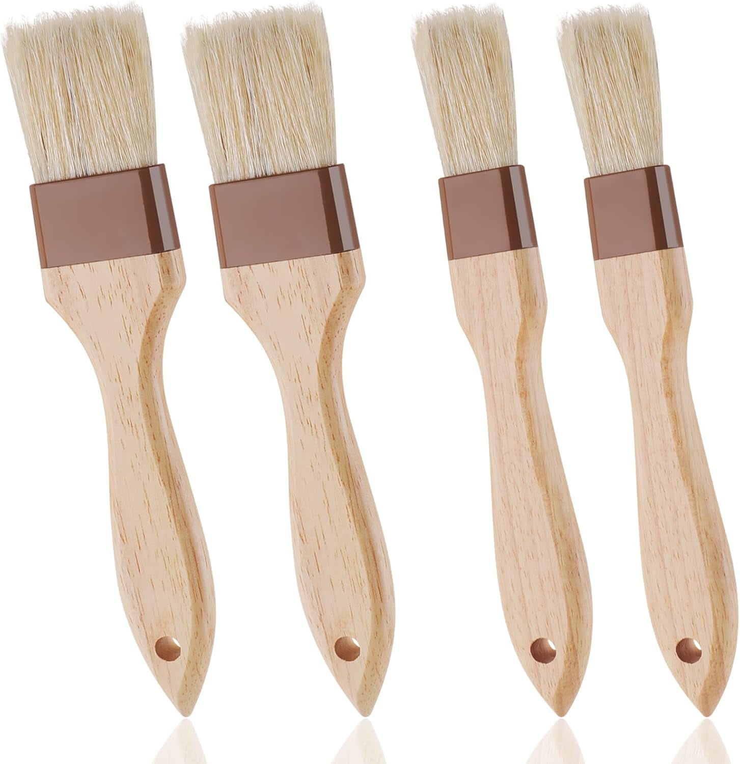 Tingzi 2 Pcs Natural Bristle Pastry Brush, Beech Wooden Handle Basting and BBQ Brushes for ...