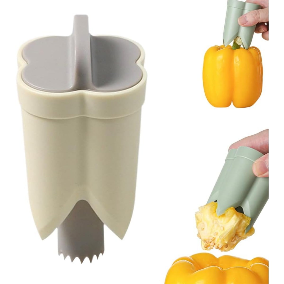 Tingzi 2-in-1 Fruit Pepper Corer, Bell Pepper Cutter Peppers Seed Core ...