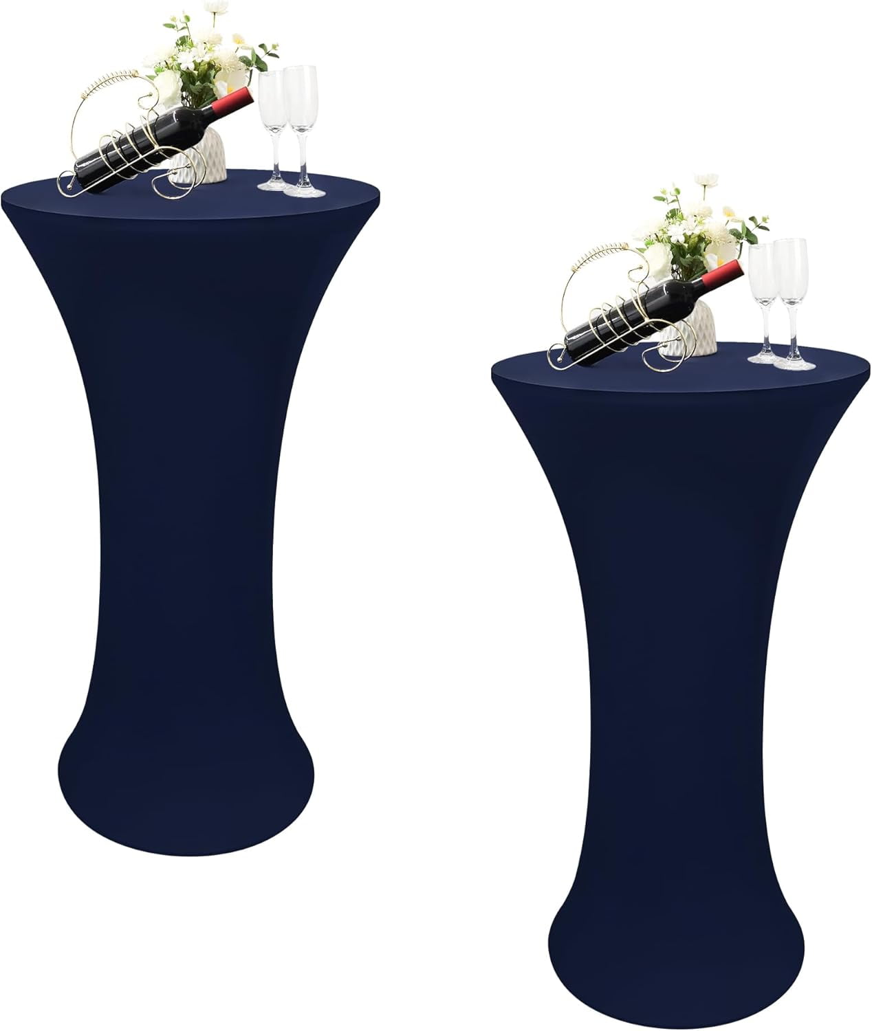 Tingzi 24x43 Inch Round Fitted Cocktail Table Cover Black Spandex ...