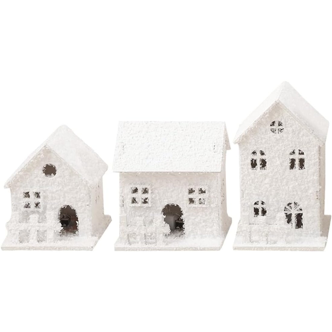 Tingzi 3Pcs Christmas Village Glowing House: LED Lighted DIY Christmas ...