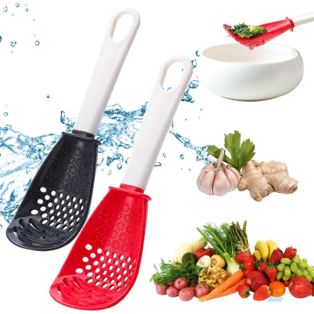 Tingzi 6 in 1 Slotted Multifunctional Kitchen Cooking Spoon, 356°F Heat ...