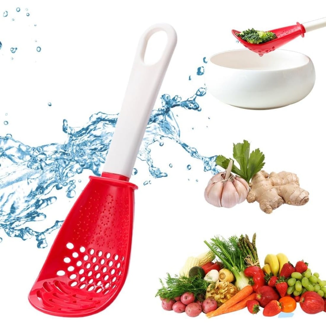 Tingzi 6 in 1 Slotted Multifunctional Kitchen Cooking Spoon, 356°F Heat ...