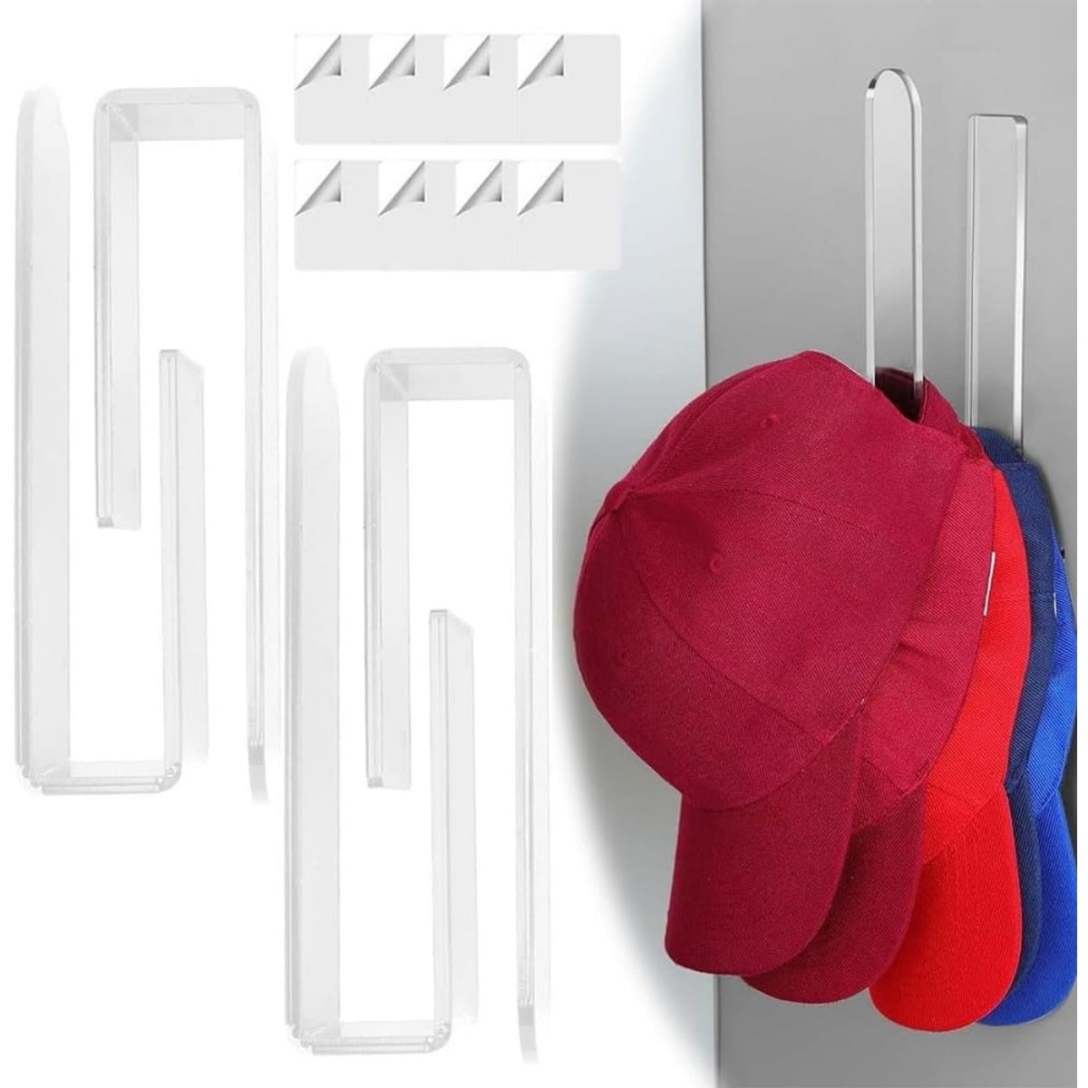Tingzi Acrylic Hat Organizer, Acrylic Hat Hooks for Wall, Adhesive ...