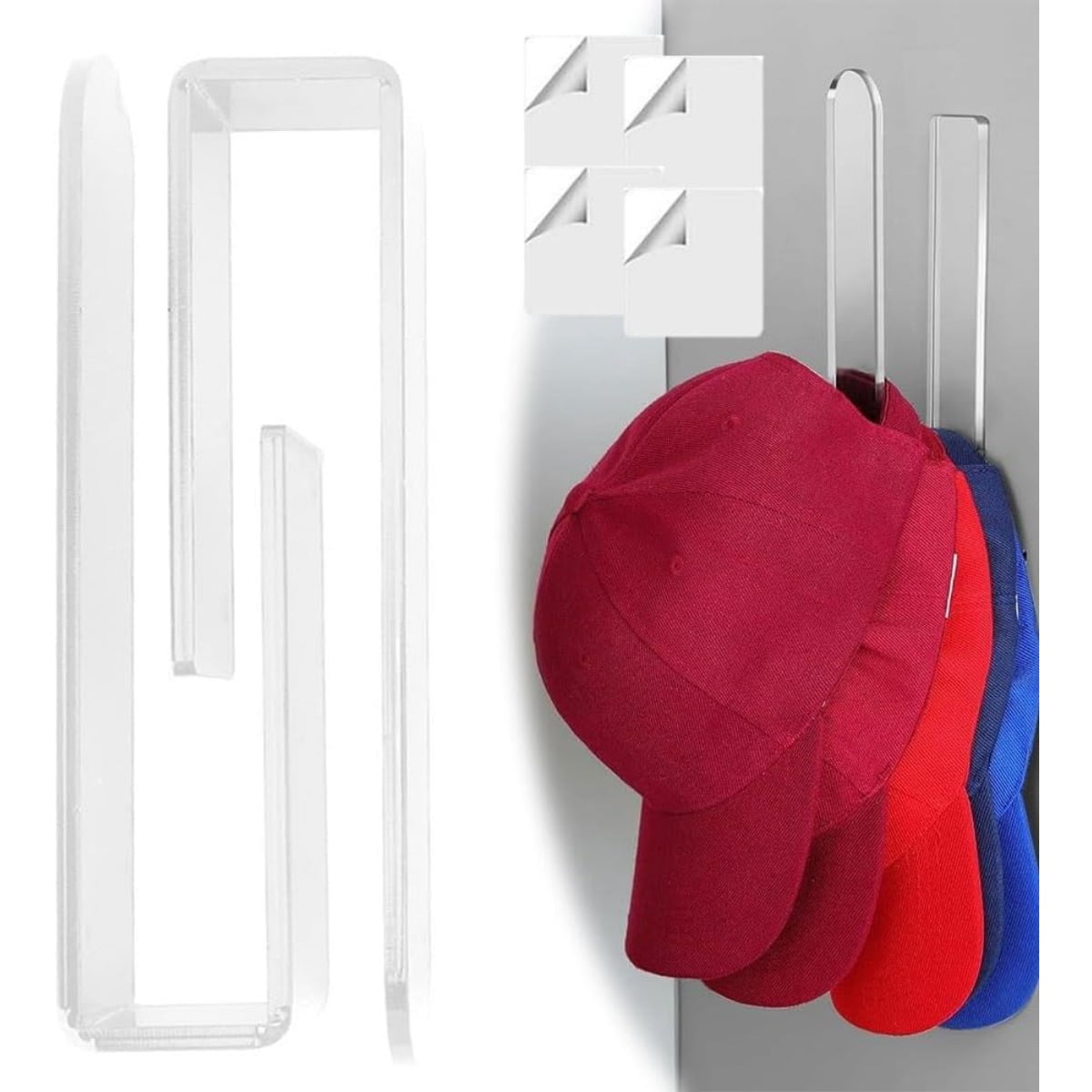 Tingzi Acrylic Hat Organizer, Acrylic Hat Hooks for Wall, Adhesive ...