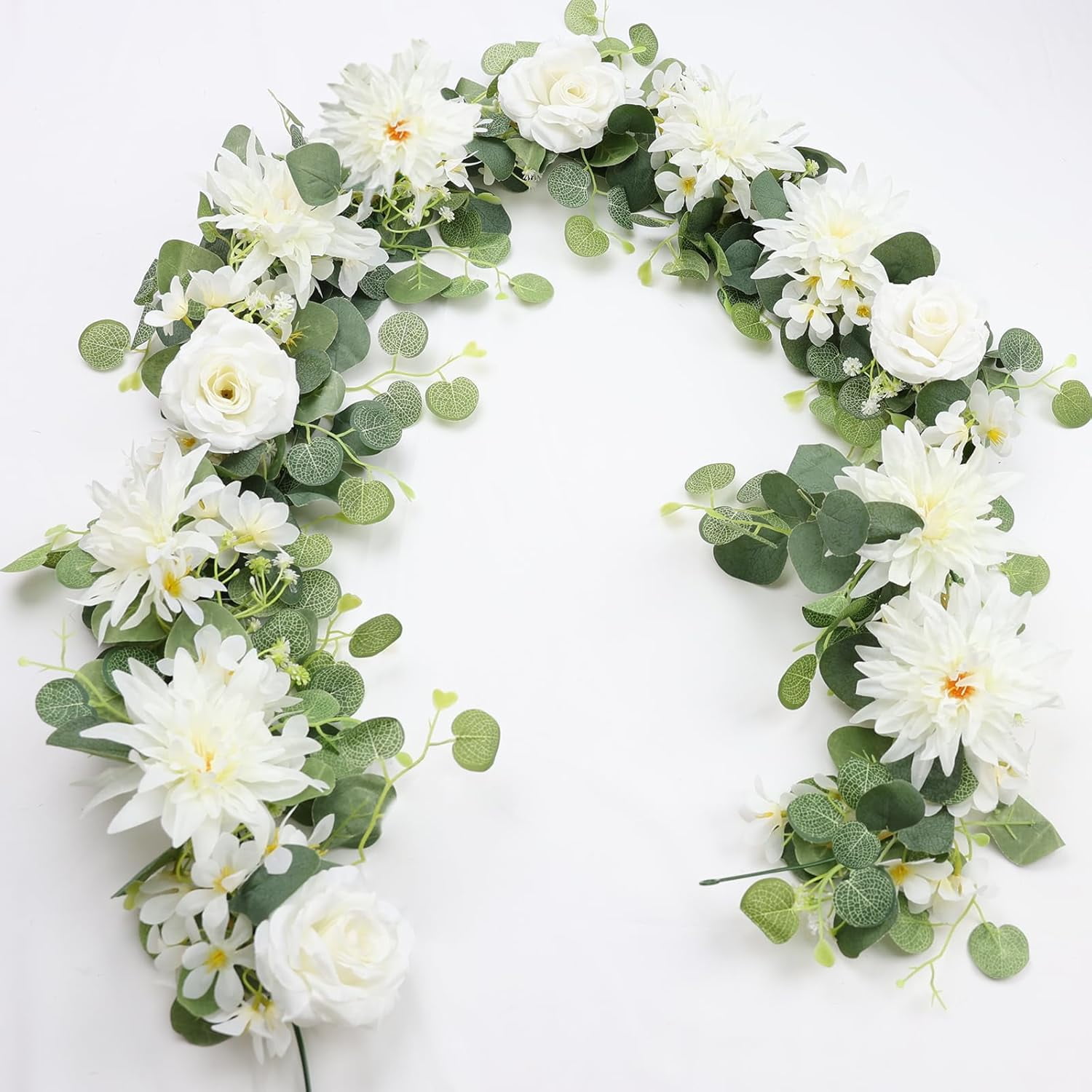 Tingzi Artificial Flowers Garlands - Pack of 2 Eucalyptus Garlands with ...