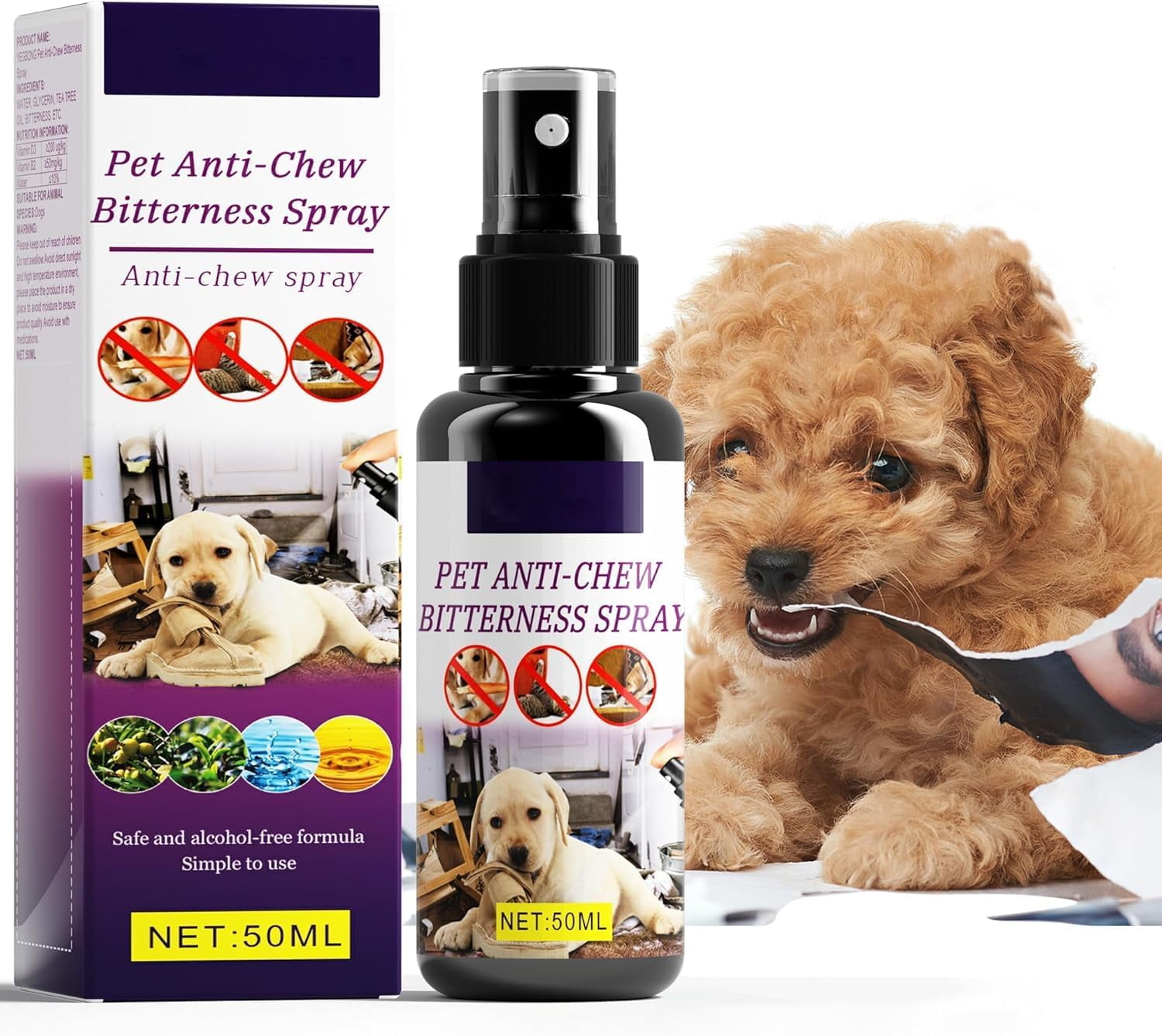 Tingzi Bitter Apple Spray for Dogs to Stop Chewing, Nature & Safe No ...