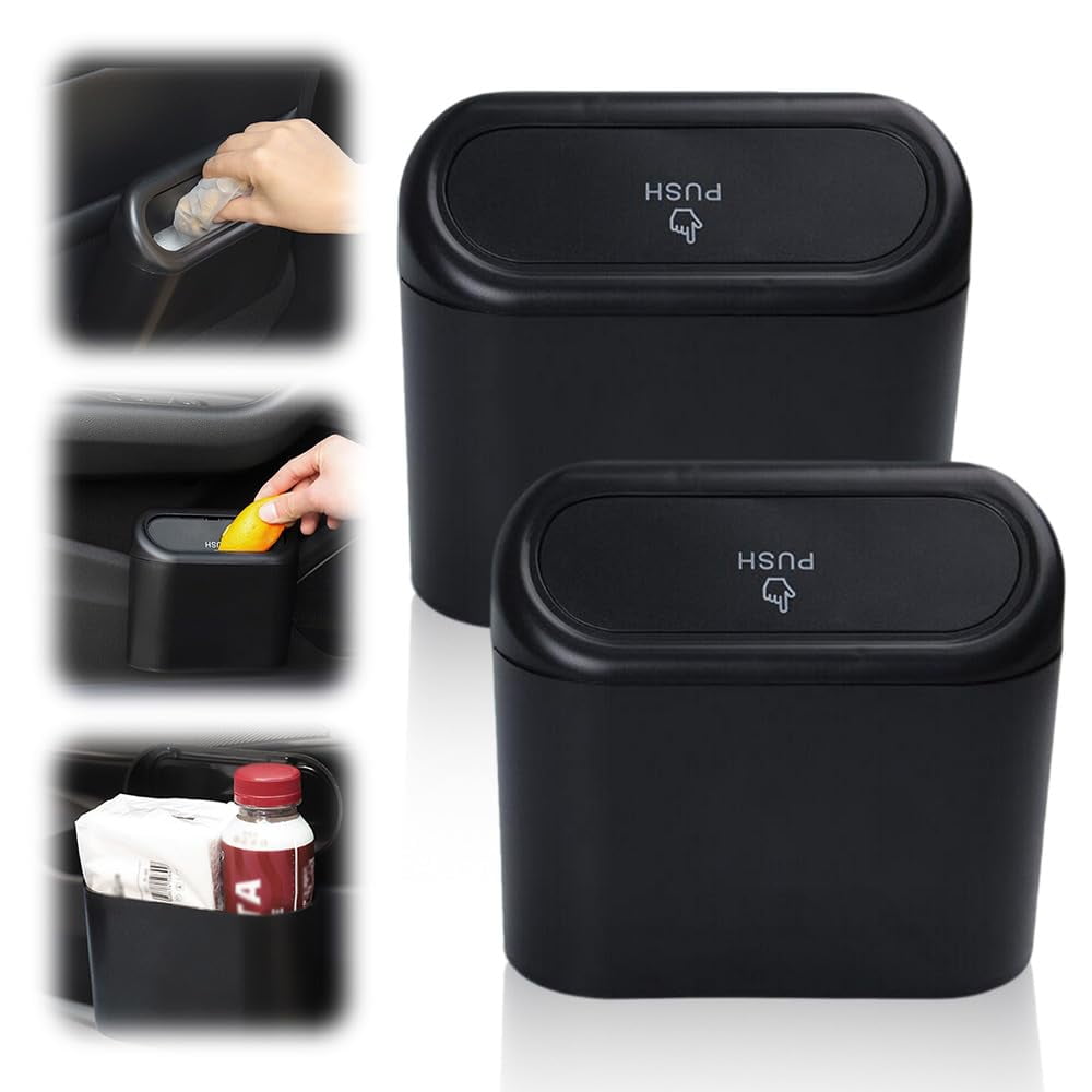 Tingzi Car Trash Can with Lid, 2024 New Mini Car Trash Can Small Car ...