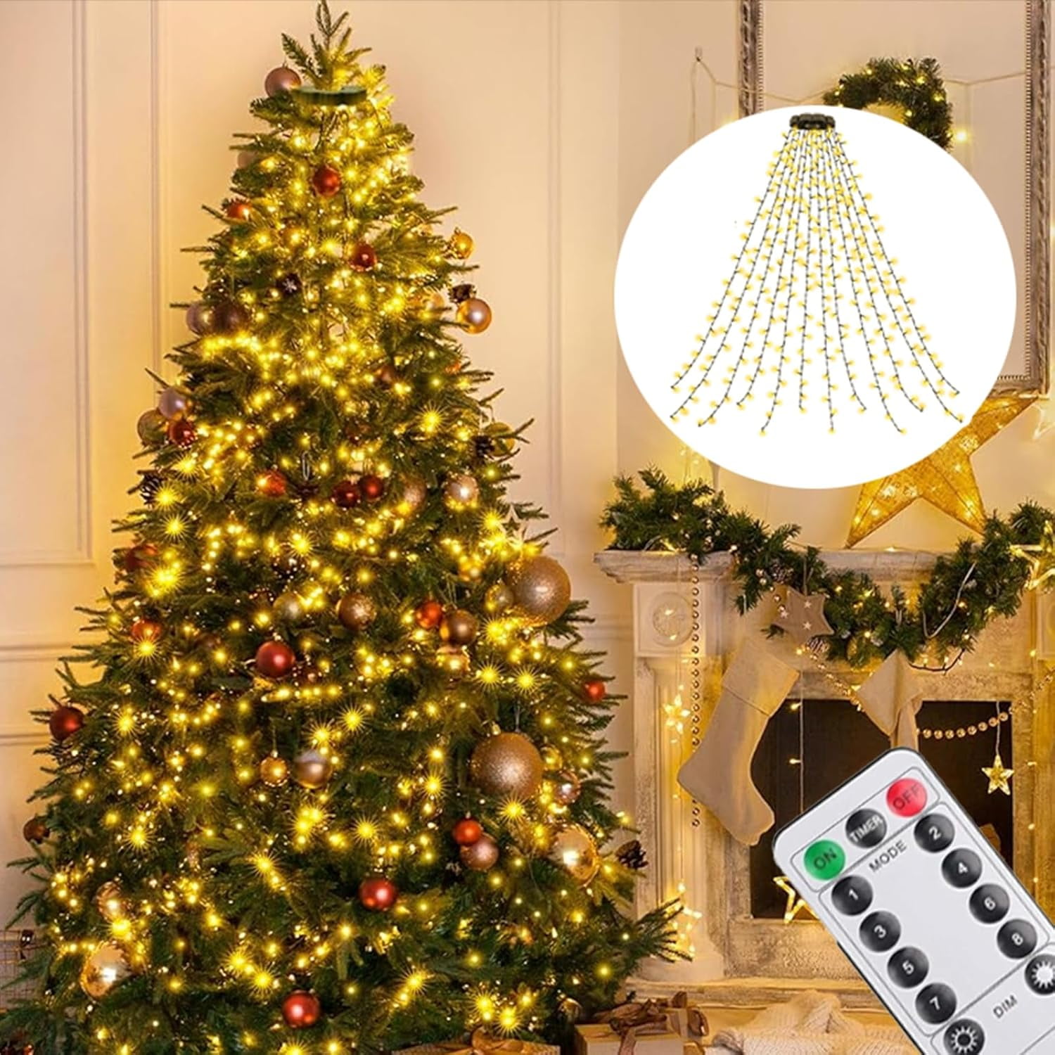Tingzi Cascading Twinkle Lights for Christmas Tree, Twinkle Christmas Tree Waterfall Fairy ...