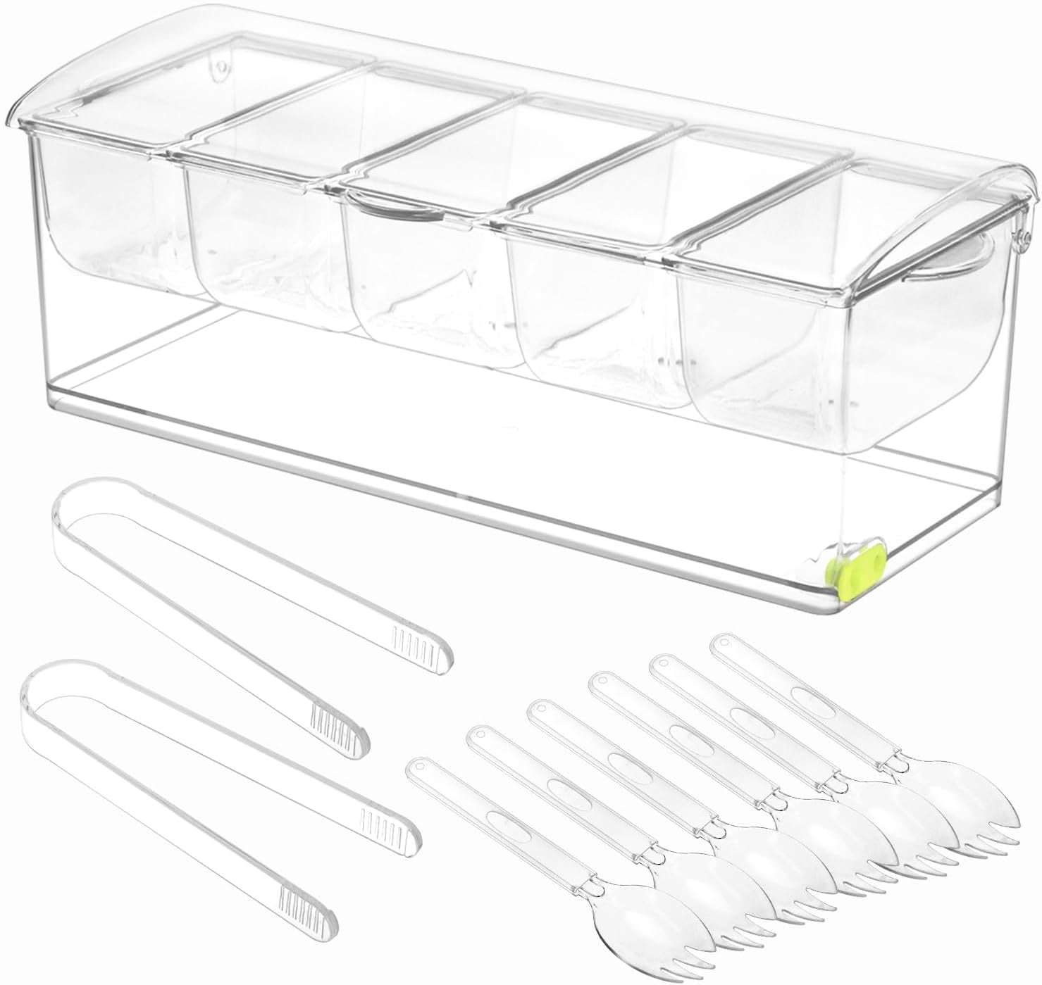 Tingzi Condiment Server Tray, 5-Compartment Chilled Caddy for Party ...