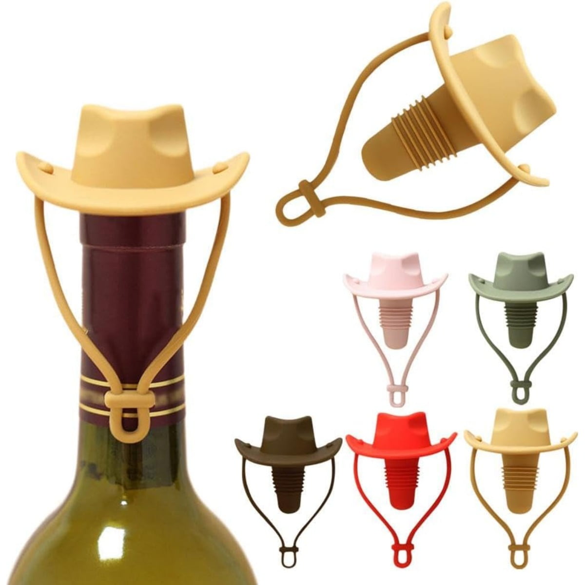 Tingzi Cowboy Hat Wine Bottle Stopper,Reusable Beverage Beer Champagne ...